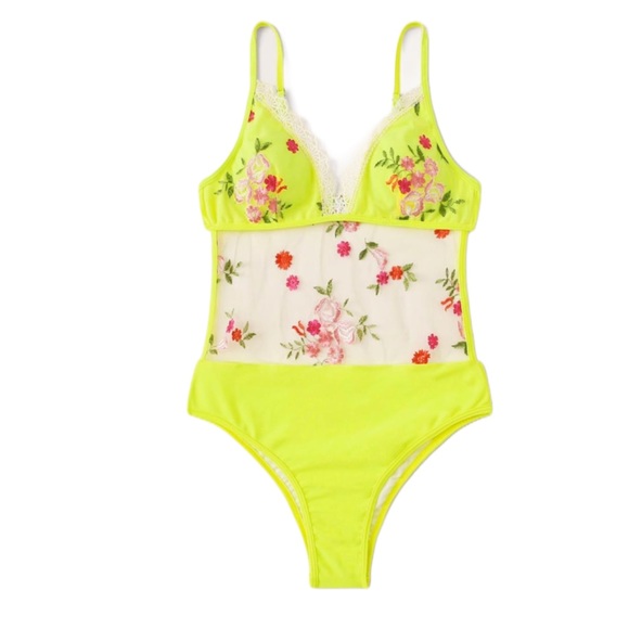Swim | Neon Yellow Mesh Lace Strummed Monokini | Poshmark